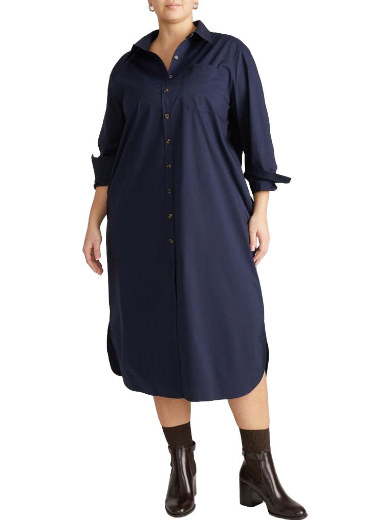 UNIVERSAL STANDARD Odeon Long Sleeve Midi Shirtdress